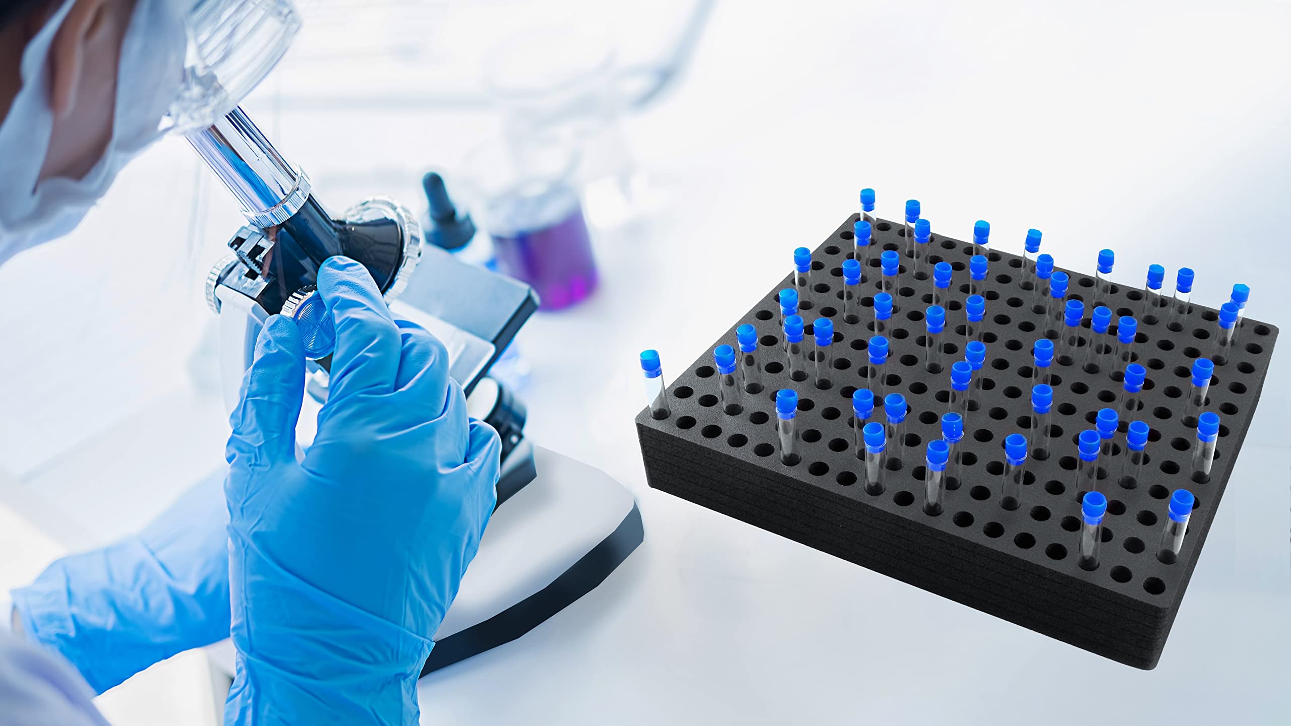 Polar Whale Test Tube Radioimmunoassay Rack Black Foam Storage Rack Organizer Stand Transport Holds 216 Tubes Fits up to 13mm Diameter