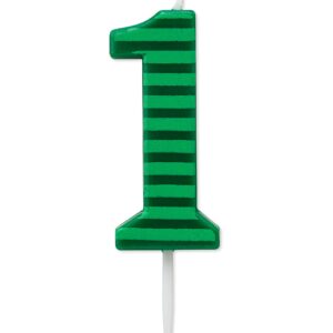 Papyrus Number 1 Birthday Candle, Green Stripes (1-Count)