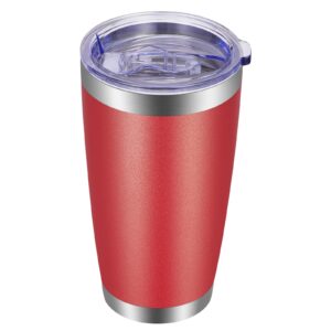 vegond 20oz tumbler with lid and straw stainless steel tumbler cup vacuum insulated double wall travel coffee mug powder coated coffee cup(powder red 1 pack)