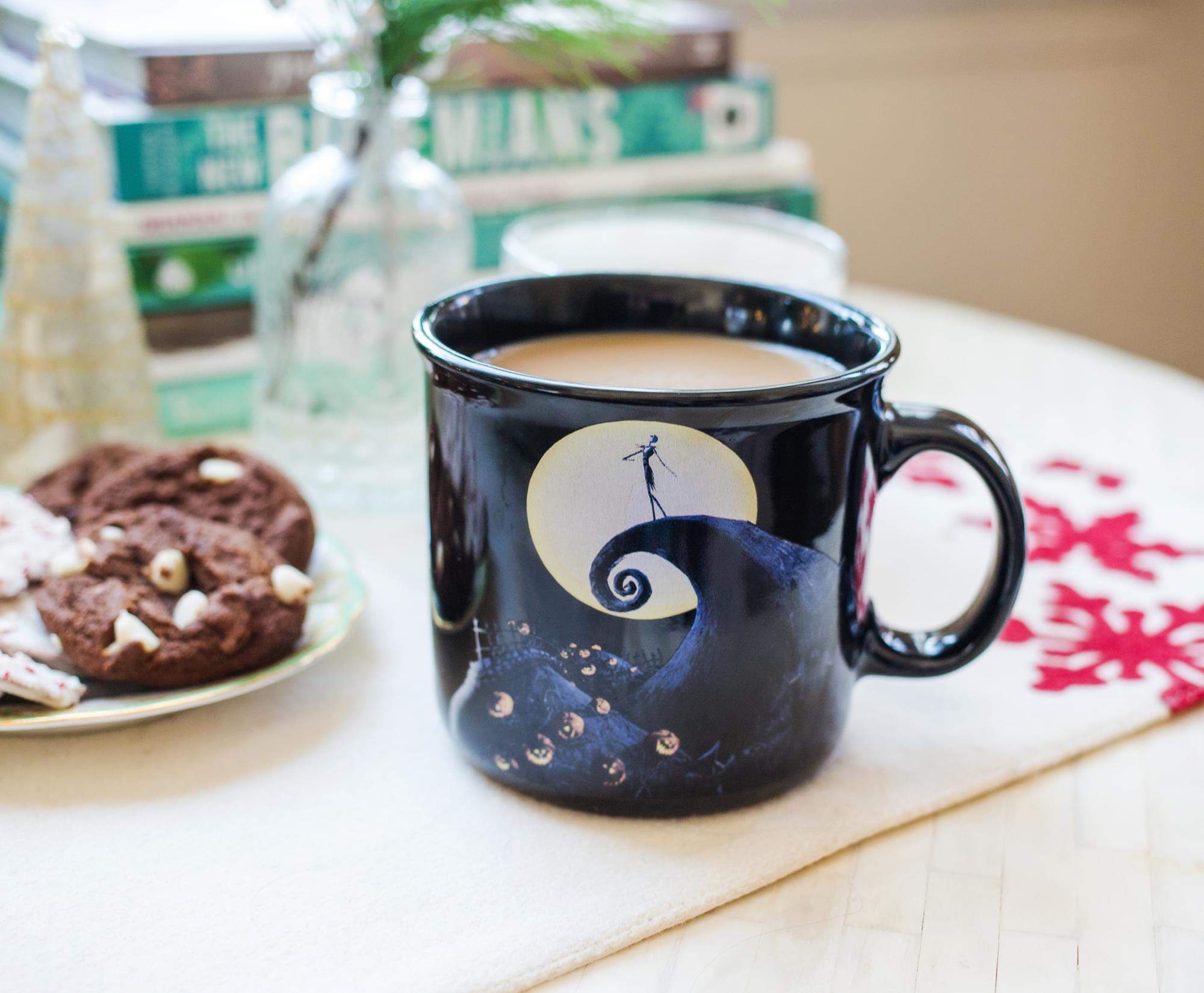 The Nightmare Before Christmas Jack Skellington On Spiral Hill Ceramic Camper Mug | Themed Casual Drinkware For Coffee, Tea, Hot Cocoa | Holds 20 Ounces