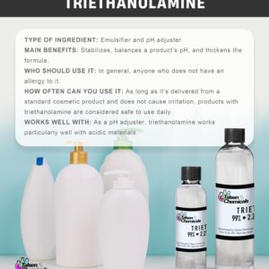 Triethanolamine (Tea) for Cosmetics 125 mL 99% pH Balancer, Surfactants DIY Skincare and Cosmetic Products by Talsen Chemicals