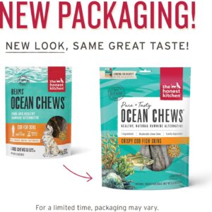 The Honest Kitchen 3 Pack of Crispy Cod Fish Skins Ocean Chews Single-Ingredient Dog Treats, 5.5 Ounces Each