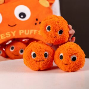 Cheesy Puffs Plush Toy Balls, Puff Cheese Puff Stuffed Toy Game Pillow Cushion Cute Plush Pillow Throw Pillow, Creative Removable Stuffed Animal Toys (Big 9 Balls)