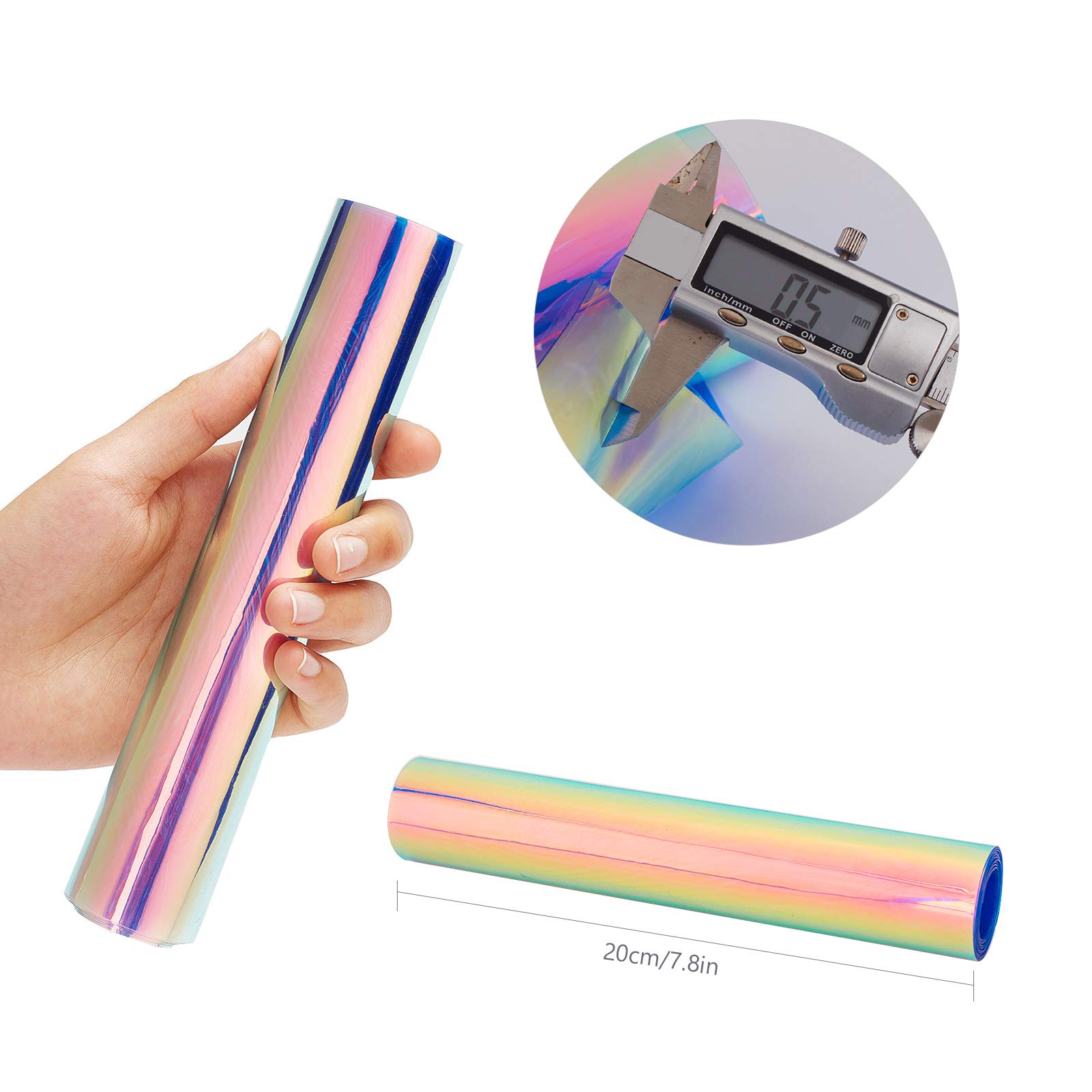 GORGECRAFT 40"x8"PVC Holographic Sheet Transparent Iridescent Opal Roll Vinyl Rainbow Glossy Clear Film Mirrored Foil Laser Fabric for Craft Cutters Shoes Bag Sewing Patchwork Window(Blue)