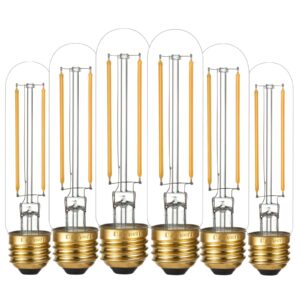 litehistory dimmable e26 led bulb 4w equal 40 watt warm white 2700k e26 edison ac120v 400lm tubular t9 t10 led light bulb for rustic pendant,chandeliers,wall sconces 6pack