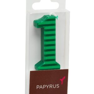 Papyrus Number 1 Birthday Candle, Green Stripes (1-Count)