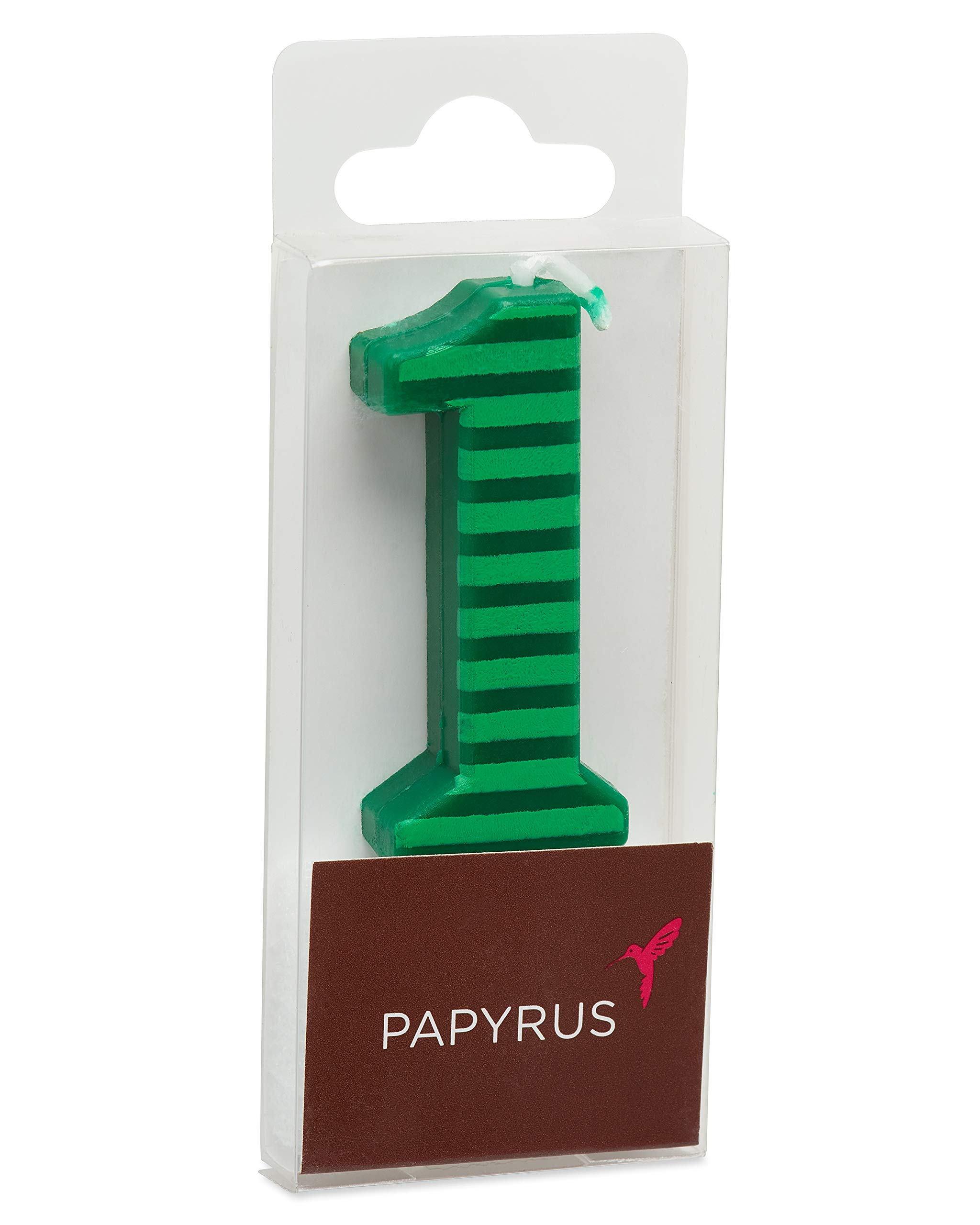 Papyrus Number 1 Birthday Candle, Green Stripes (1-Count)