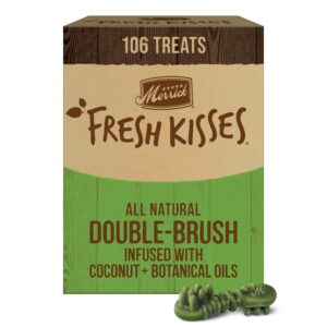 merrick fresh kisses natural dental chews infused with coconut and botanical oils for tiny dogs 5-15 lbs - 106 ct. box