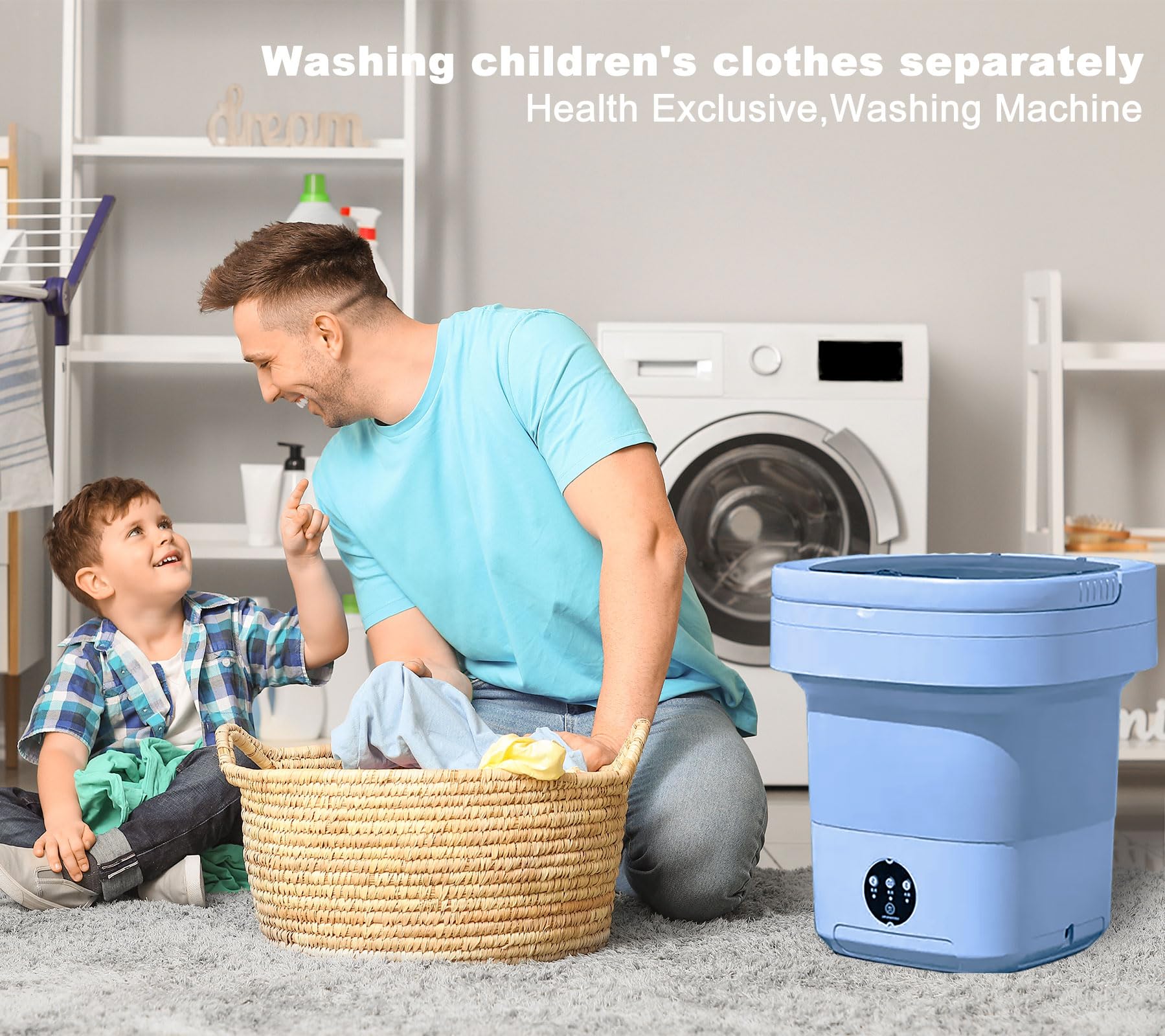 Portable Washing Machine,9L Large Capacity Small Washing Machine,Foldable Washing Machine Washing Small Pieces of Clothing, Baby Clothes,Underwear,Socks…