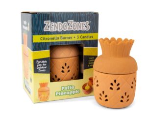 zendozones patio pineapple citronella candle burner – 8-hour protection, for patios & outdoor spaces