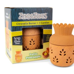 ZendoZones Patio Pineapple Citronella Candle Burner – 8-Hour Protection, for Patios & Outdoor Spaces