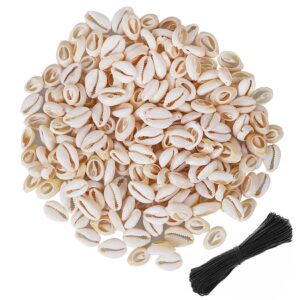 150 pcs white 0.63"-0.71" natural strong cowrie shell beads smooth cut oval seashells, beach seashells with big hole for diy craft jewelry making, adorning hair locks and braids