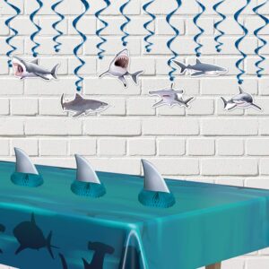 Beistle 3 Piece Shark Theme Party Supplies Birthday Decorations Table Centerpieces, Gray/Blue, 6.75" x 6.25"