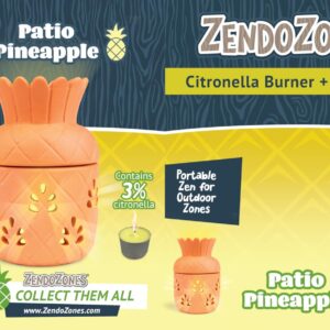 ZendoZones Patio Pineapple Citronella Candle Burner – 8-Hour Protection, for Patios & Outdoor Spaces