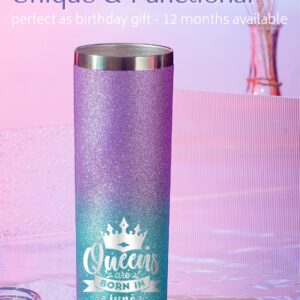 Onebttl Birthday Gifts for Women, Her, Girlfriend, Mom, Best Friends, Aunt, 20oz Stainless Steel Skinny Tumbler with Lid and Straw, Queens are Born in October - Rosegold