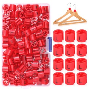 keadic 150pcs red l hanger size markers assortment kit, color-coding hanger marker tags for wire hangers