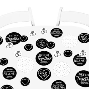 big dot of happiness mr. and mrs. - black and white wedding or bridal shower giant circle confetti - party decorations - large confetti 27 count