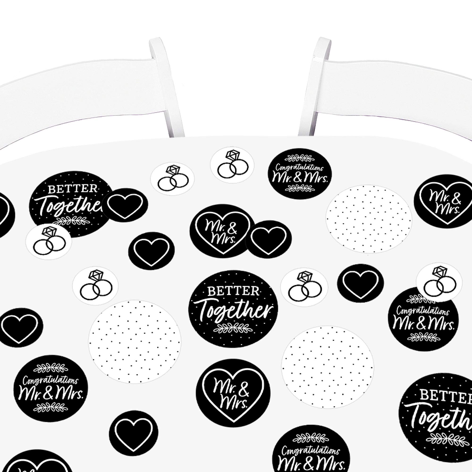 Big Dot of Happiness Mr. and Mrs. - Black and White Wedding or Bridal Shower Giant Circle Confetti - Party Decorations - Large Confetti 27 Count