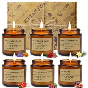 candles for home scented,6pack soy wax candle sets,aromatherapy candle gift set for women,150 hours long burn time, amber jar candle candles gift for birthday