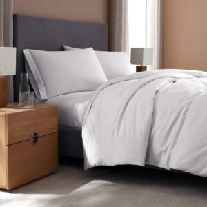 h by frette sateen standard bed bundle (queen) - luxury all-white bedding bundle/includes pillowcases, fitted sheet, and duvet cover