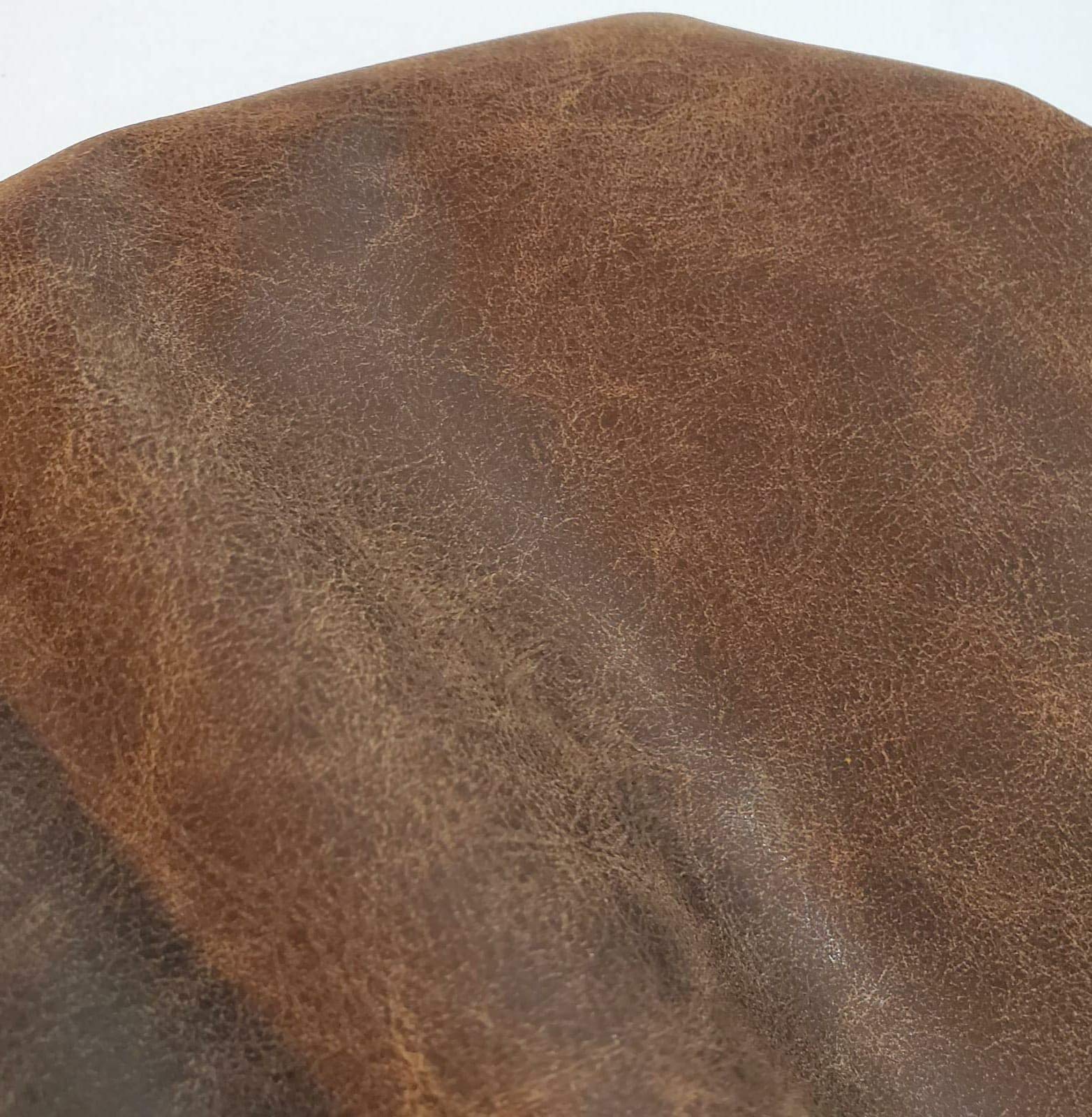 NAT Leathers Brown Distressed 24 inch x 54 inch Vegan Faux Leather Fabric Sheet Synthetic Pleather 0.9 mm Soft Smooth Upholstery 9 sq.ft. (24" x 54" -2/3 of Yard) (Brown Distressed)