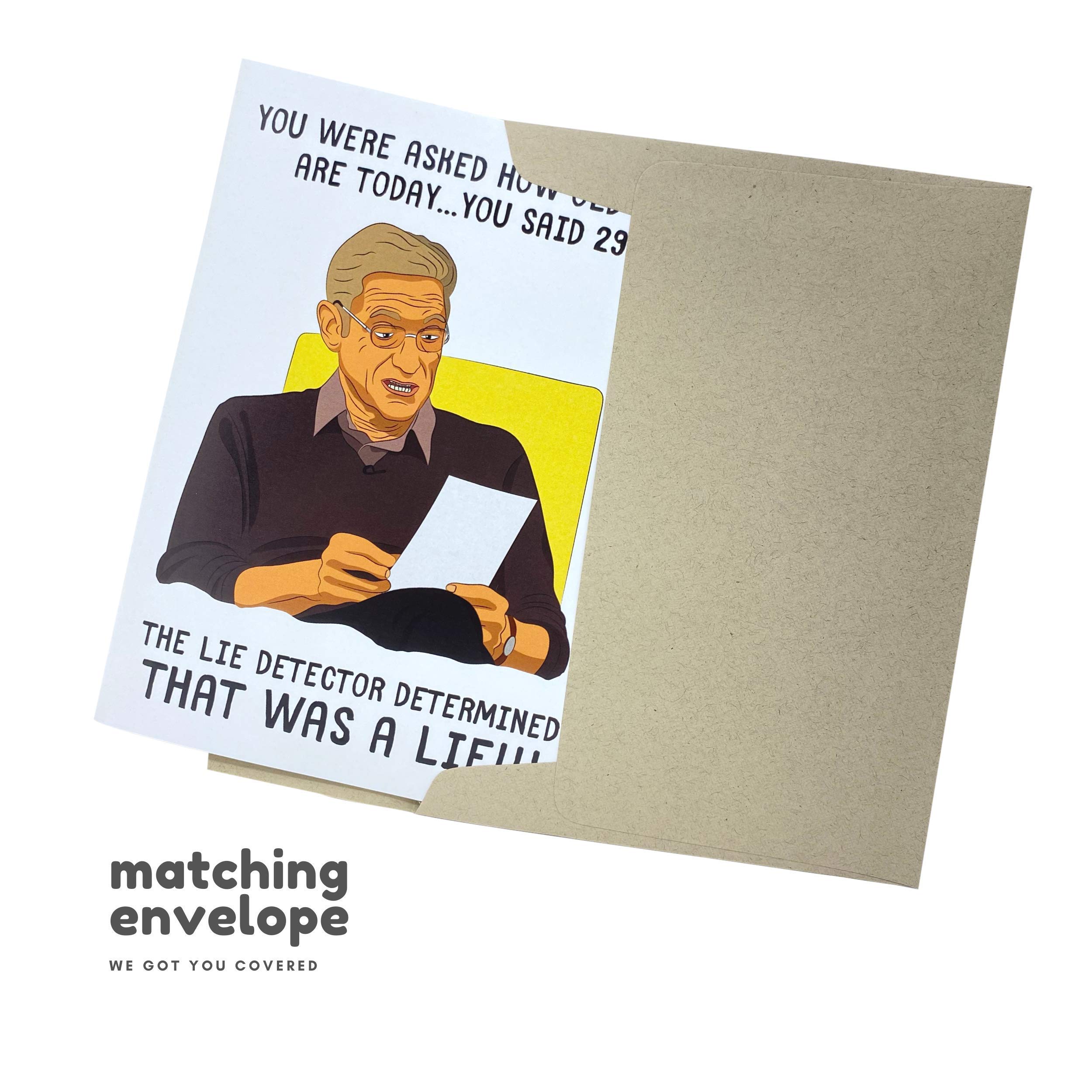 Sleazy Greetings Funny 30th Birthday Card Maury Lie Detector Test Joke Meme For Him Or Her | Maury Lie Detector Test Card