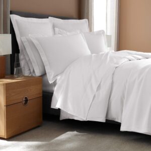 h by frette sateen h bed bundle (king) - luxury all-white bedding bundle/includes pillowcases, top sheet, fitted sheet, duvet cover, shams, euro shams, and bedcover