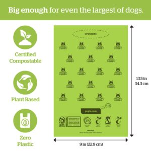 Pogi’s Compostable Dog Poop Bags - 140 Plant-based Grab & Go Dog Waste Bags - Leak-Proof, Extra-Large, ASTM D6400, EN 13432 Certified Poop Bags for Dogs