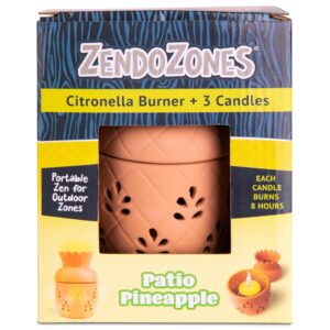 ZendoZones Patio Pineapple Citronella Candle Burner – 8-Hour Protection, for Patios & Outdoor Spaces