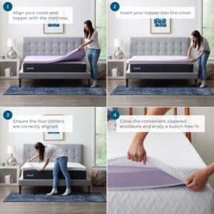 LUCID Lavender Infused Memory Foam Mattress Topper with Cover – 3 Inch Mattress Topper – 5 Comfort Zones Relieve Pressure – CertiPUR-US Certified Foam - King