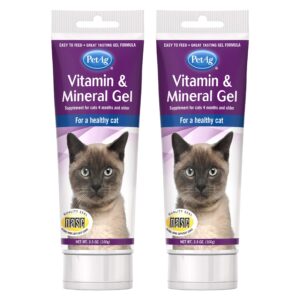 pet-ag vitamin & mineral gel supplement for cats - 3.5 oz, pack of 2 - provides basic daily vitamins & minerals for cats 4 months and older - easy to digest