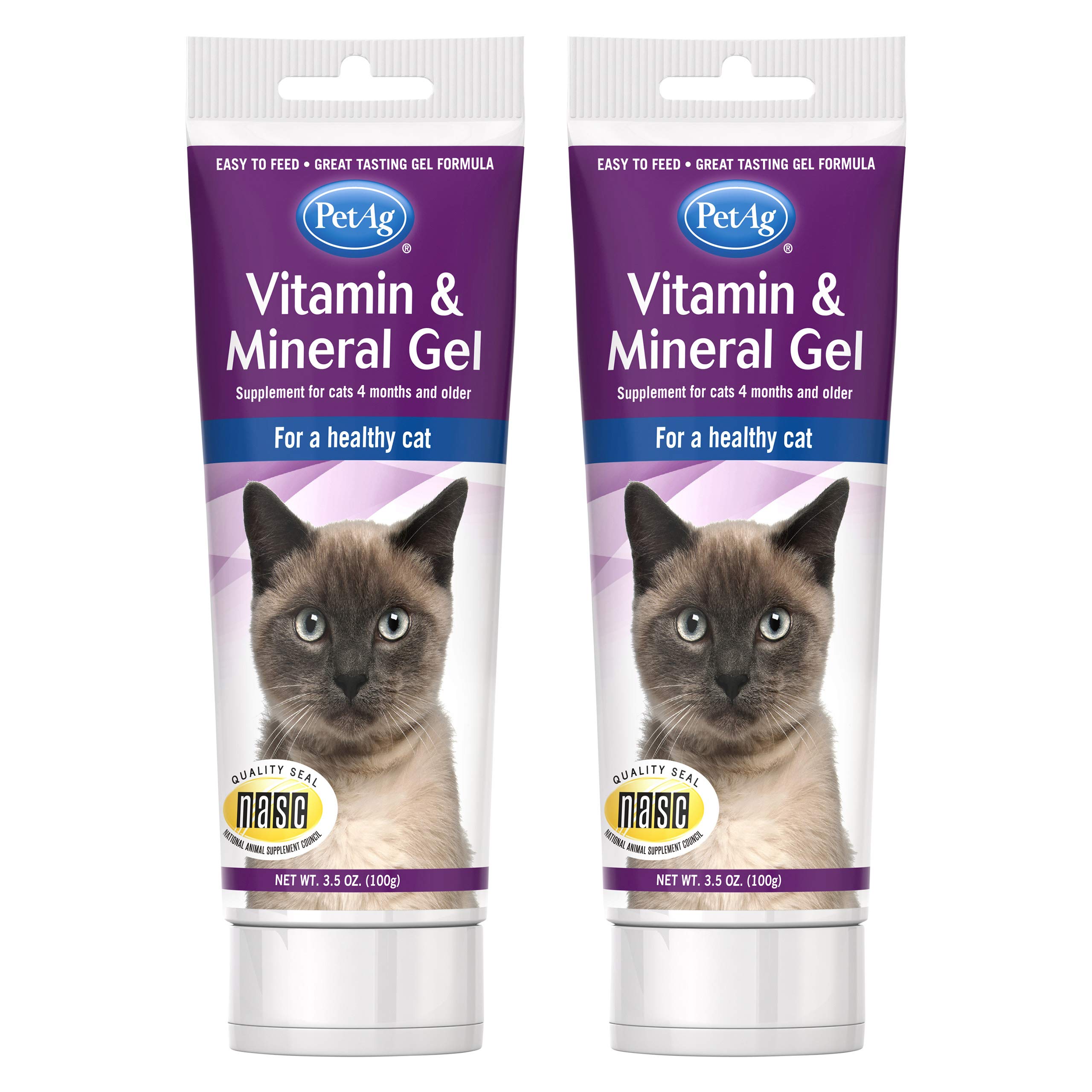 Pet-Ag Vitamin & Mineral Gel Supplement for Cats - 3.5 oz, Pack of 2 - Provides Basic Daily Vitamins & Minerals for Cats 4 Months and Older - Easy to Digest