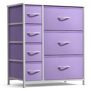 sorbus dresser with 7 drawers - furniture storage chest for kid’s, teens, bedroom, nursery, playroom, clothes, toys - steel frame, wood top, tie-dye fabric bins (7-drawer, pastel purple)