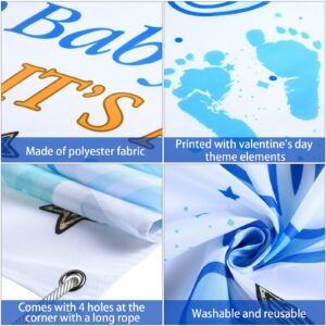 Baby Shower Decorations, Welcome It is a Boy Sign Banner Door Cover Blue Photo Backdrop for Baby Shower Party Supplies, 70.87 x 35.43 inch