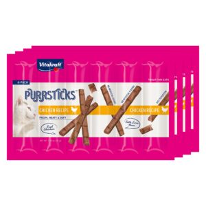 vitakraft purrsticks meaty cat sticks - chicken - segmented and breakable meatstick - deliciously tender - multi pack of 4