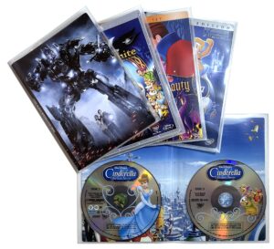 checkoutstore 2 disc dvd storage cpp sleeves: space-saving, full dvd cover artwork display & booklet, scratch & dust protection, premium quality (pack of 50)