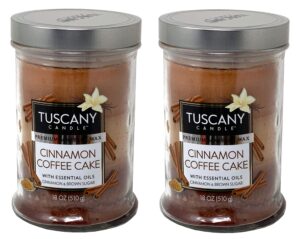 tuscany candle 18oz scented candle, cinnamon coffee cake 2-pack