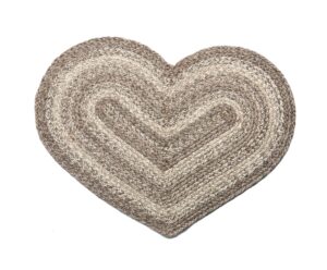 ihf home decor | ashwood premium braided collection | primitive, rustic, country, farmhouse style | jute/cotton | 30 days risk free| accent rug/door mat | heart shaped rug