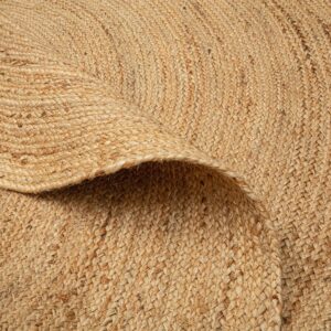 THE BEER VALLEY Jute Braided Boho Area Rug, 8' Round - Natural, Hand Woven Farmhouse Reversible Rugs for Living Room, Kitchen, Bedroom, Sunroom Rustic Decor - 8 Feet Round