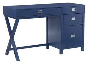 linon sadie navy blue modern classic side storage desk