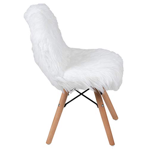 EMMA + OLIVER Kids Shaggy Dog White Accent Chair - Desk Chair - Playroom Chair