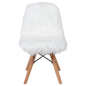 EMMA + OLIVER Kids Shaggy Dog White Accent Chair - Desk Chair - Playroom Chair