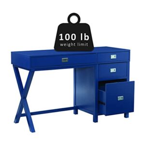 Linon Sadie Navy Blue Modern Classic Side Storage Desk