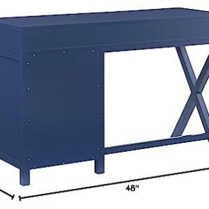 Linon Sadie Navy Blue Modern Classic Side Storage Desk