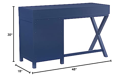 Linon Sadie Navy Blue Modern Classic Side Storage Desk