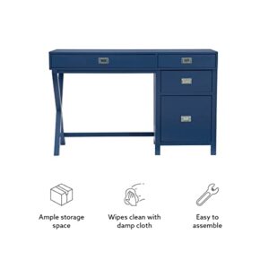 Linon Sadie Navy Blue Modern Classic Side Storage Desk