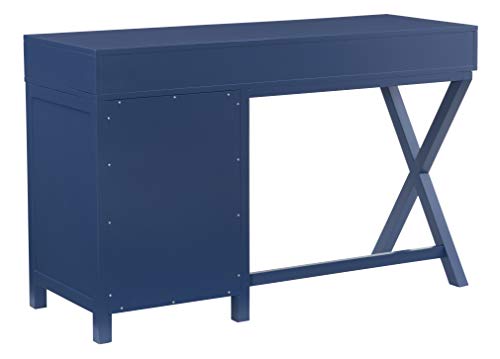 Linon Sadie Navy Blue Modern Classic Side Storage Desk