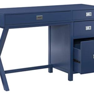 Linon Sadie Navy Blue Modern Classic Side Storage Desk