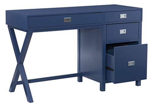 Linon Sadie Navy Blue Modern Classic Side Storage Desk