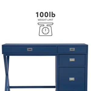 Linon Sadie Navy Blue Modern Classic Side Storage Desk